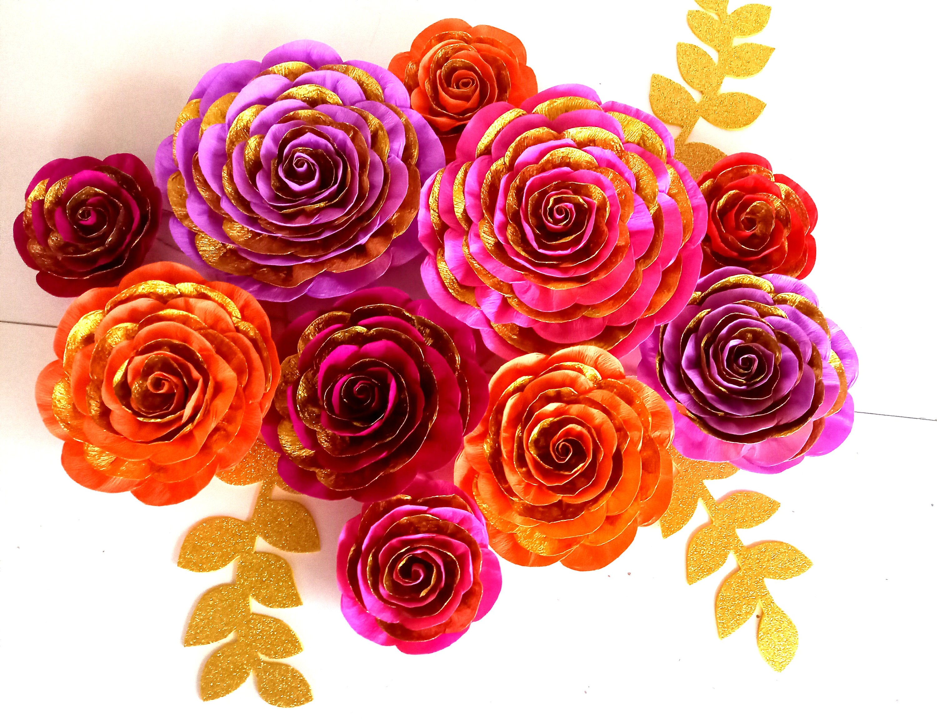 Large Paper Flowers Pink Gold Moroccan Dholki Mehendi Girl - Etsy
