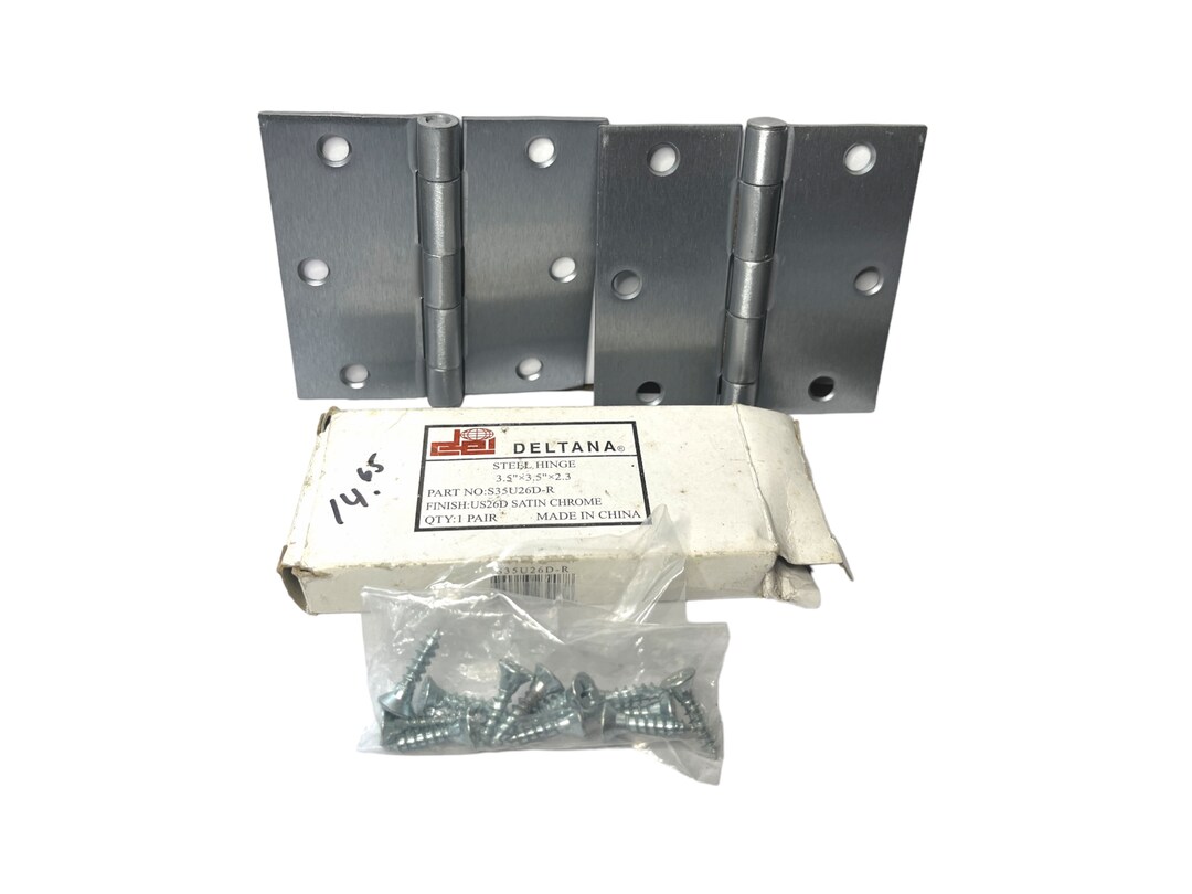 Deltana Steel Door Hinges Satin Chrome 3.5" X 3.5" With 3 Staggered ...