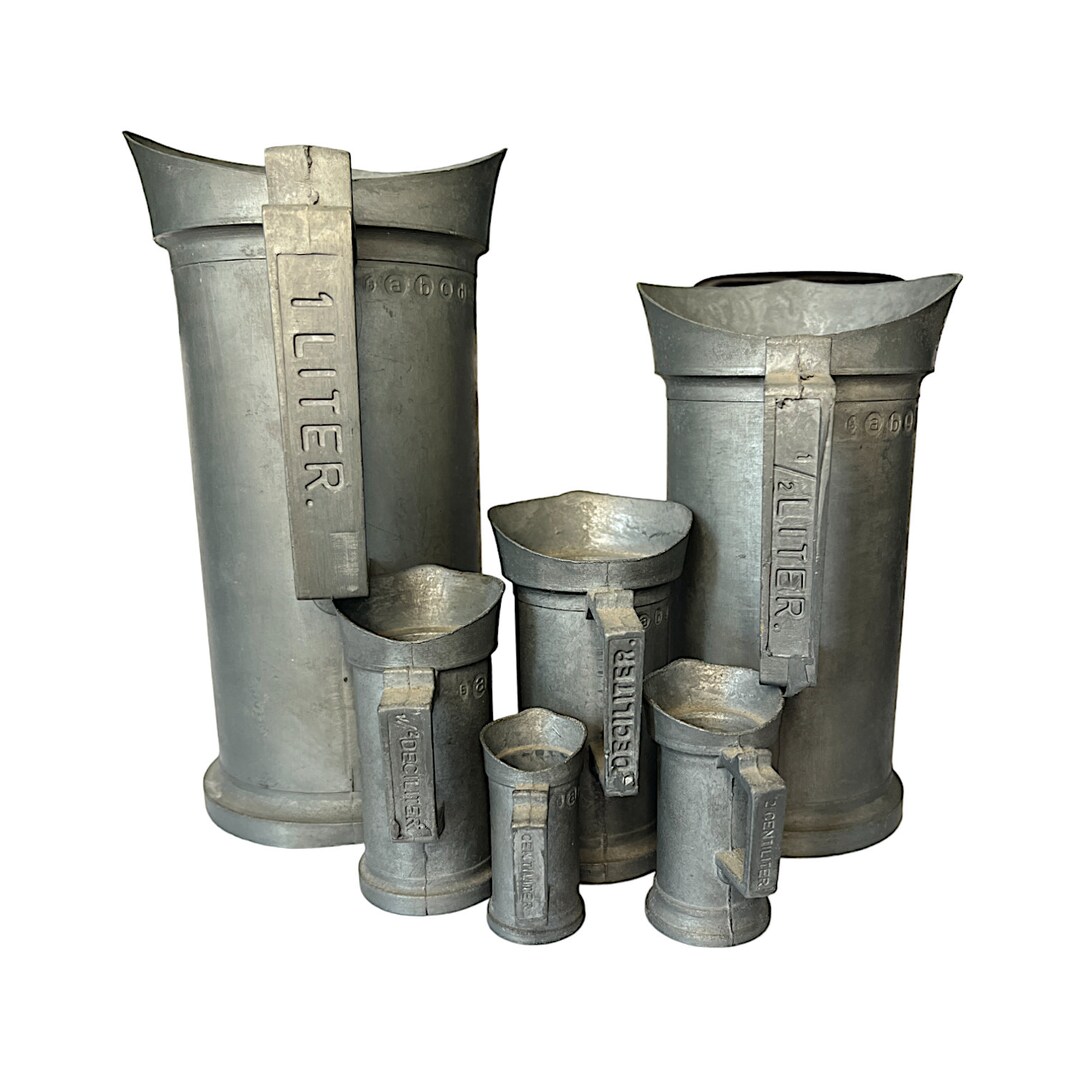 German Pewter Measuring Cups Tankard Pitcher Style Metric Set of 6 ...