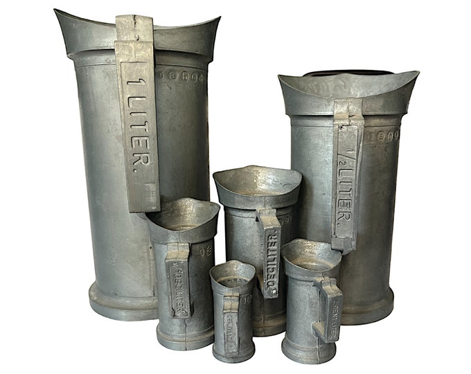 German Pewter Measuring Cups Tankard Pitcher Style Metric Set of 6 ...
