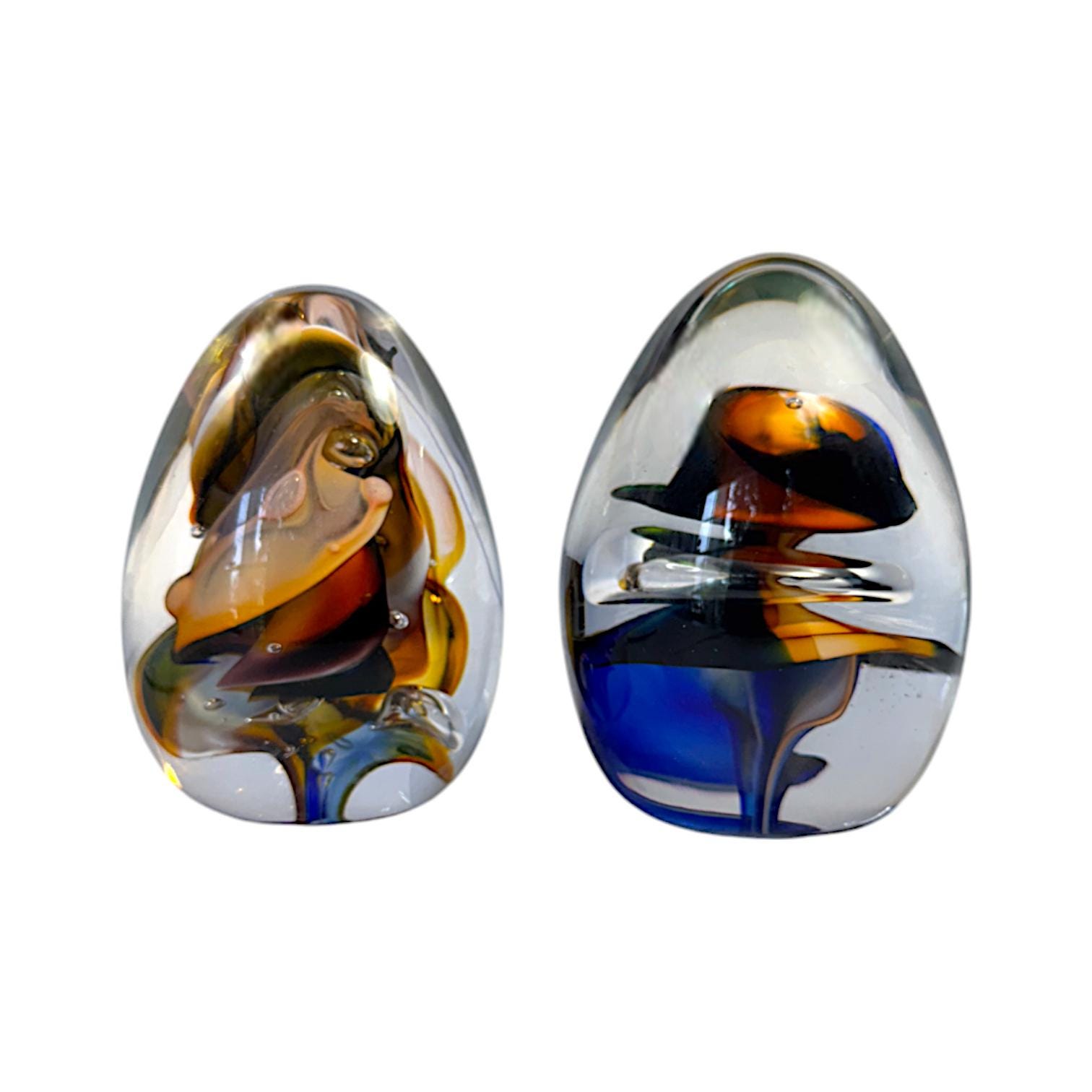 Toby Mcgee Art Glass Hand Blown Signed and Dated 1989 Paperweights Set ...