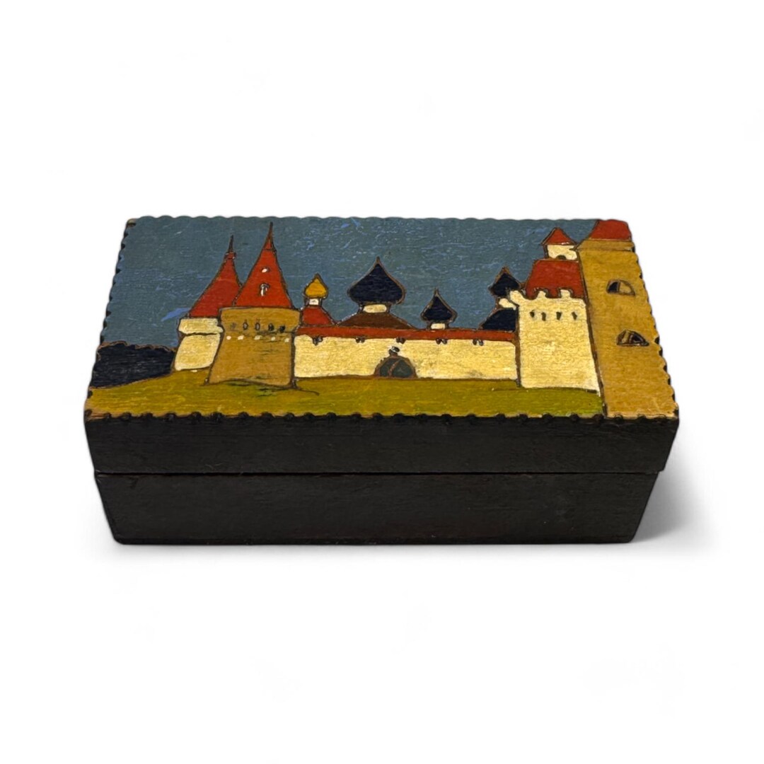 Small Hand-carved Wooden Box 4x2 Splined Miter Joints With Painted ...