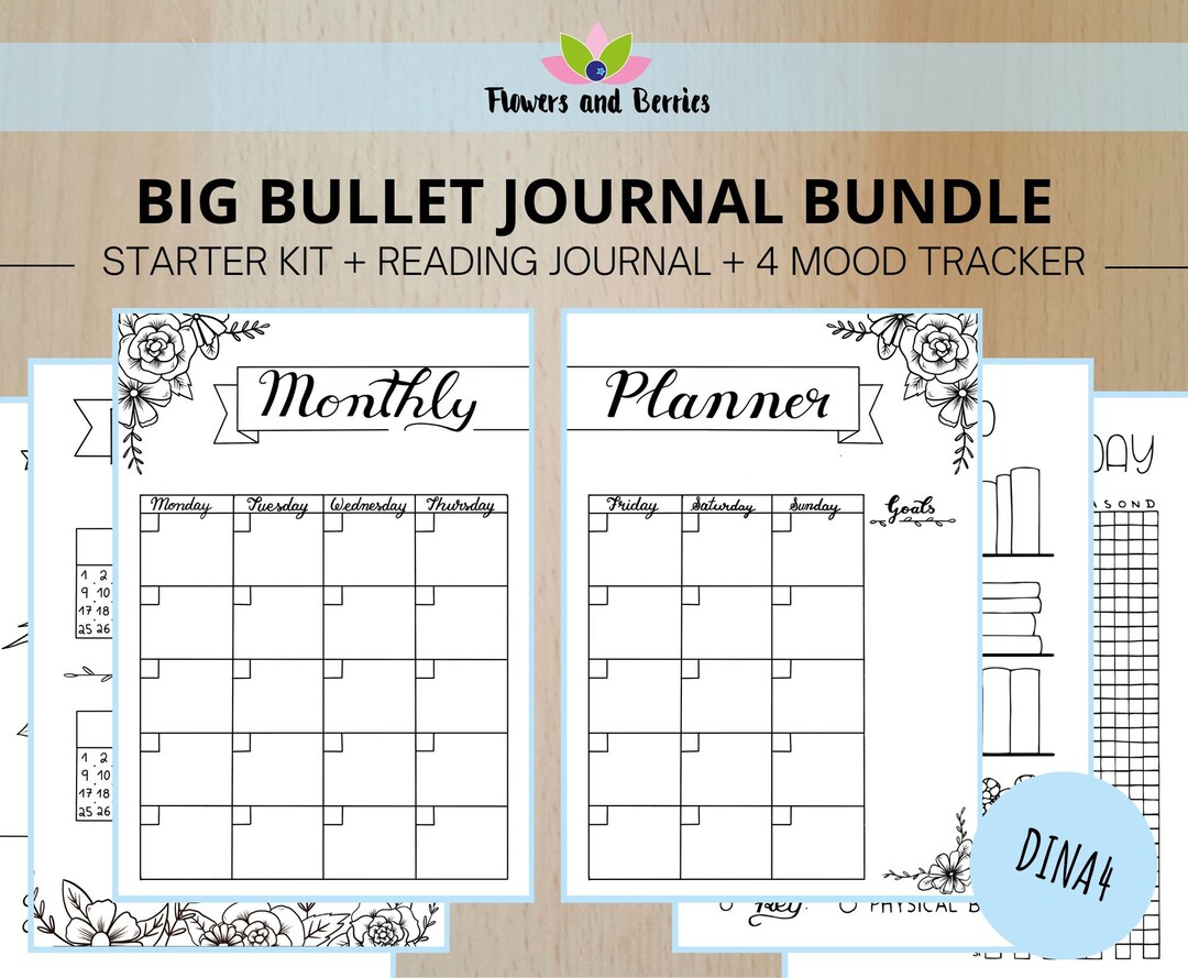 Big Bullet Journal Bundle Starter Kit Mood Tracker Reading Journal ...