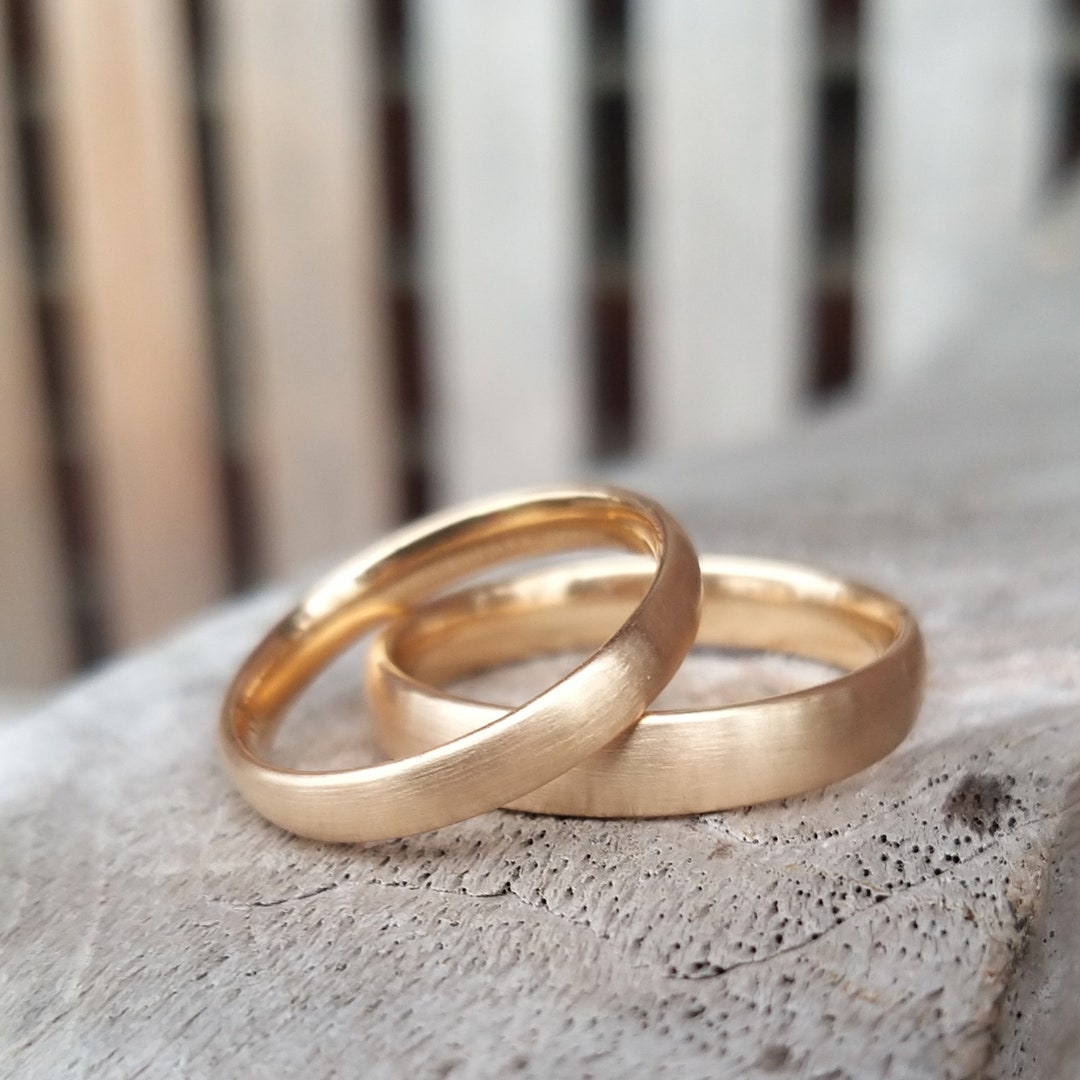 R8 ROSÉ & EDEL – Eheringe Set Gold - schlicht, oval gerundet, klassisch ...