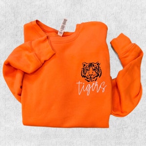 Tiger Face Embroidered Sweatshirt, Purple Tigers Sweatshirt, Orange Embroidered Tiger Sweatshirt ...