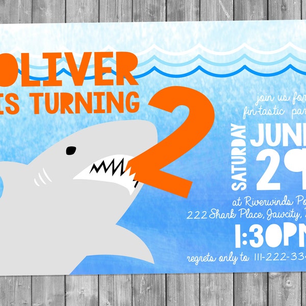 Shark Bite Invite - Etsy