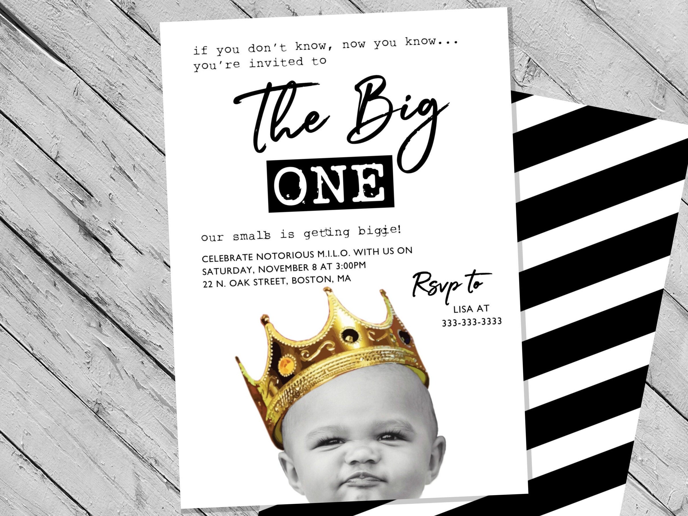 Big ONE First Birthday Invitation Biggie Smalls 1st Birthday | Etsy Canada
