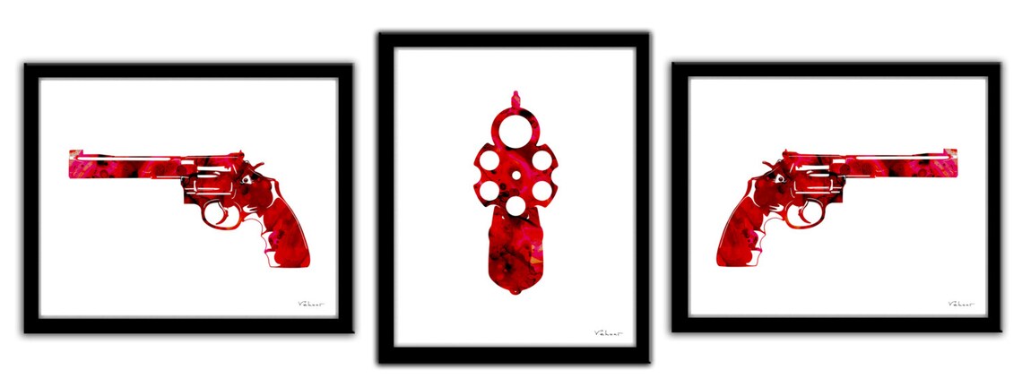 Red Gun Instant Download, Red Revolver Set Digital Download, Revolver ...