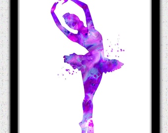 Purple Ballerina Printable Art, Digital Download, Ballerina Silhouette ...