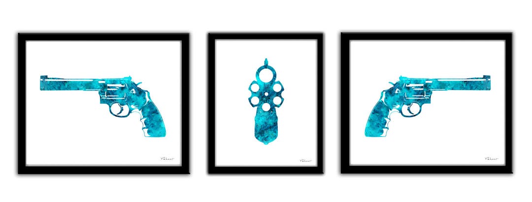 Aqua Gun Instant Download, Teal Revolver Set Digital Download, Revolver ...
