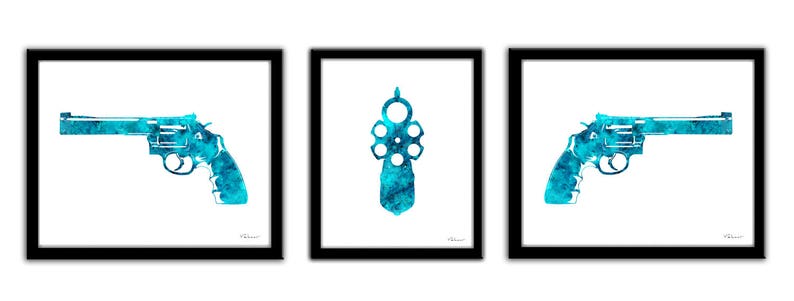 Aqua Gun Instant Download, Teal Revolver Set Digital Download, Revolver ...
