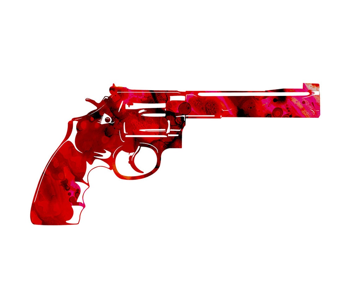 Red Gun Instant Download, Red Revolver Set Digital Download, Revolver ...