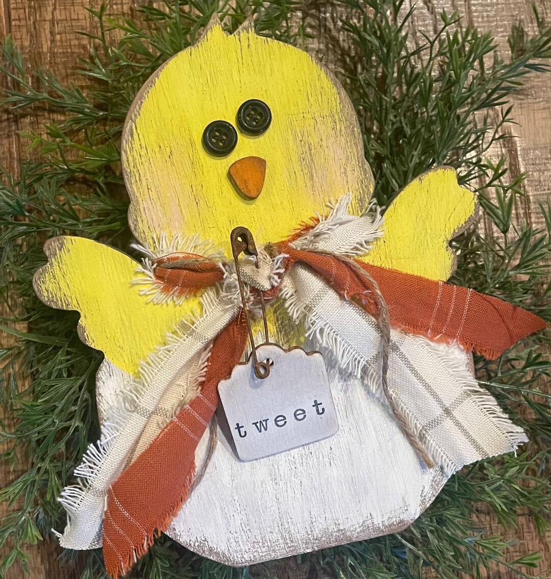 Easter Chick Decor, Wood Chick, Farmhouse Tray Decor, Primitive Chick ...