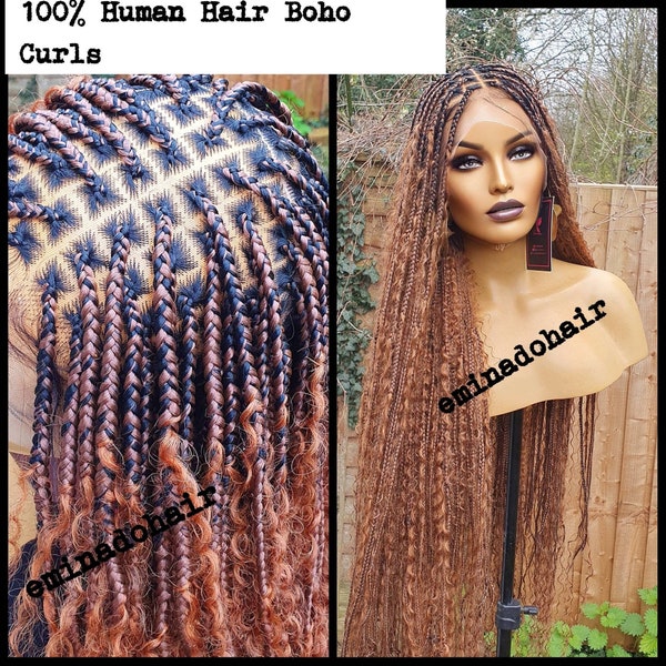 Human Hair Braided Wigs Etsy