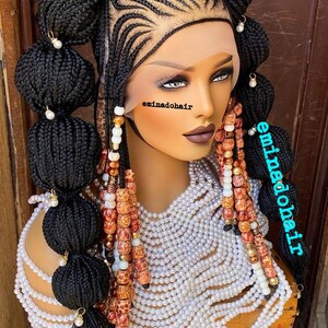 Braided Wig With Beads, Unique Custom Made Unit, Handmade Hair With ...