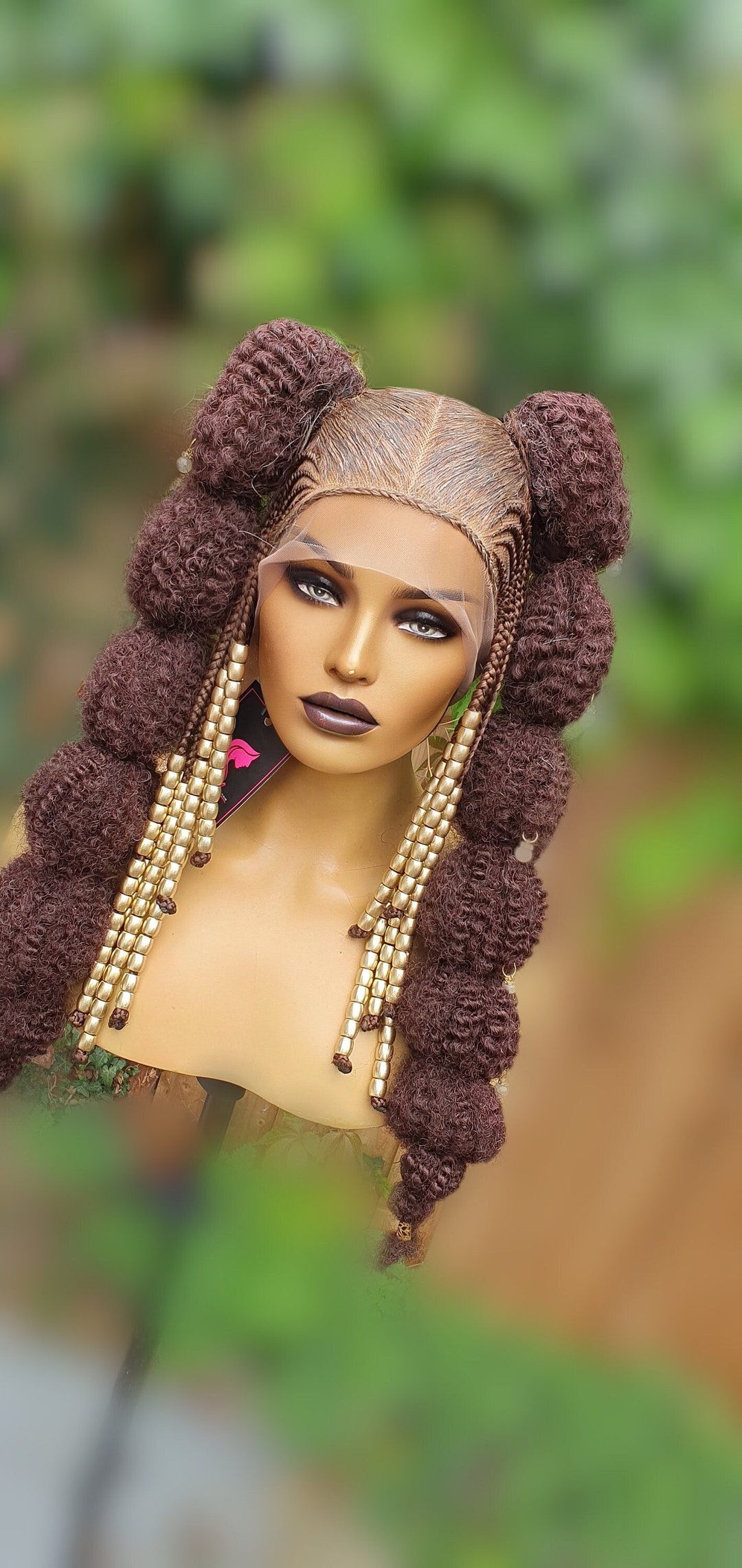 Braided Wig With Beads, Knotless Braids Pony Twil Gell Unique Custom ...