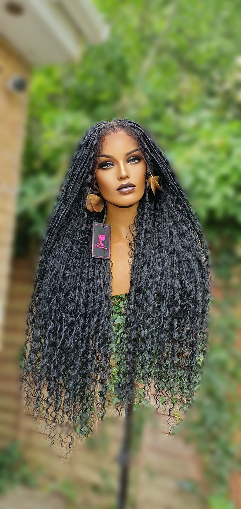 Boho Braided Lace Front Wig, Knotless Braided Wig, Bohemian Box Braids ...