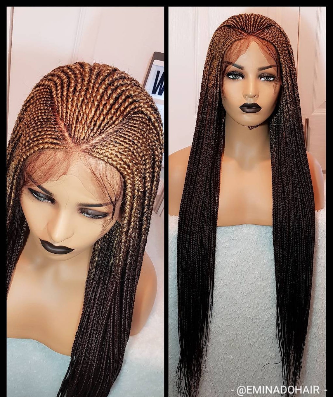 Braided Wigbraidswigcornrow Wigfeedin Braidsghana Weave - Etsy