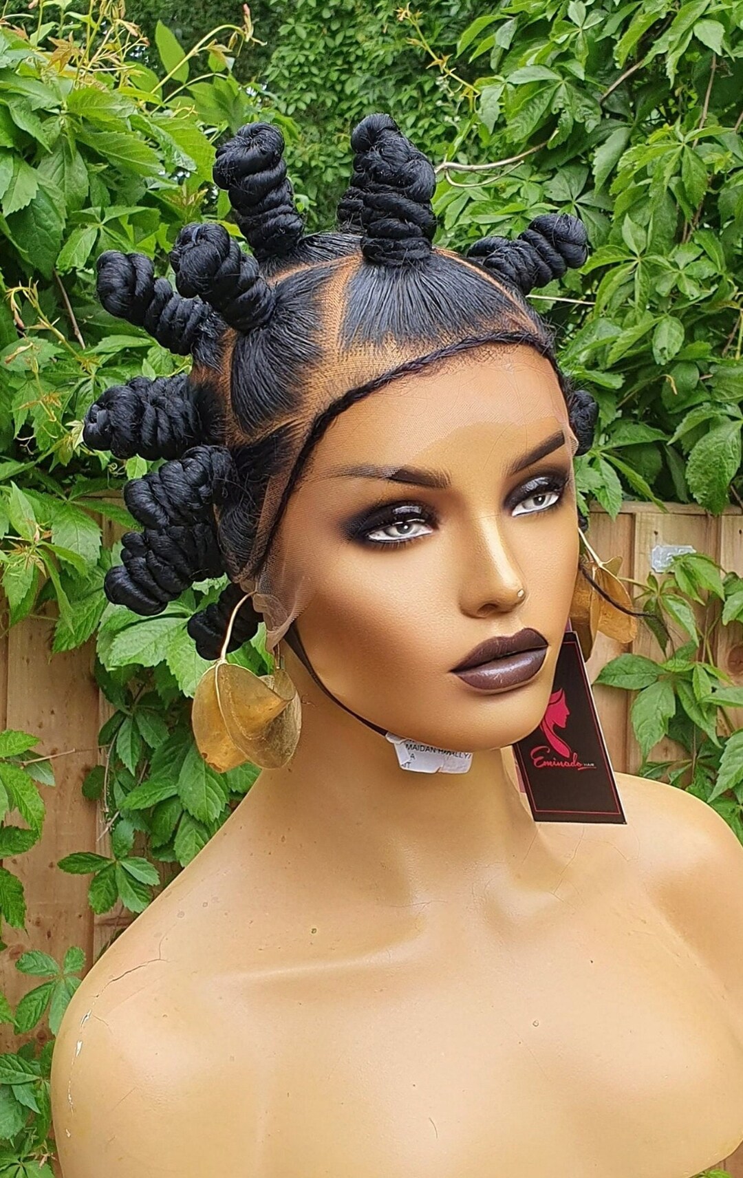 Bantu Knots Braided Wig Full Lace Unit Glueless Lace Wig Ghana Weave ...