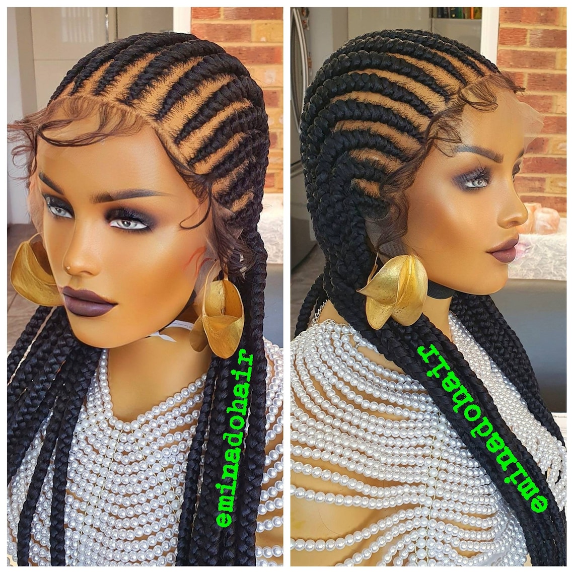 Ready to Ship Straight Back Cornrow Wig for Black Women Human - Etsy