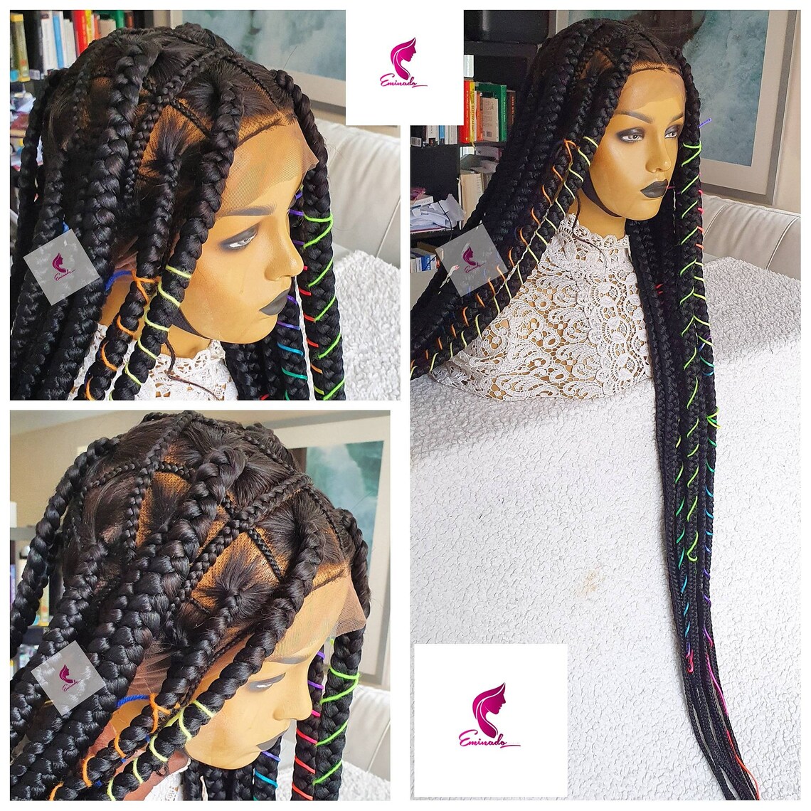 Braided Wigbraidswig Chunky Box Braids Jumbo Box Braids Wigs - Etsy