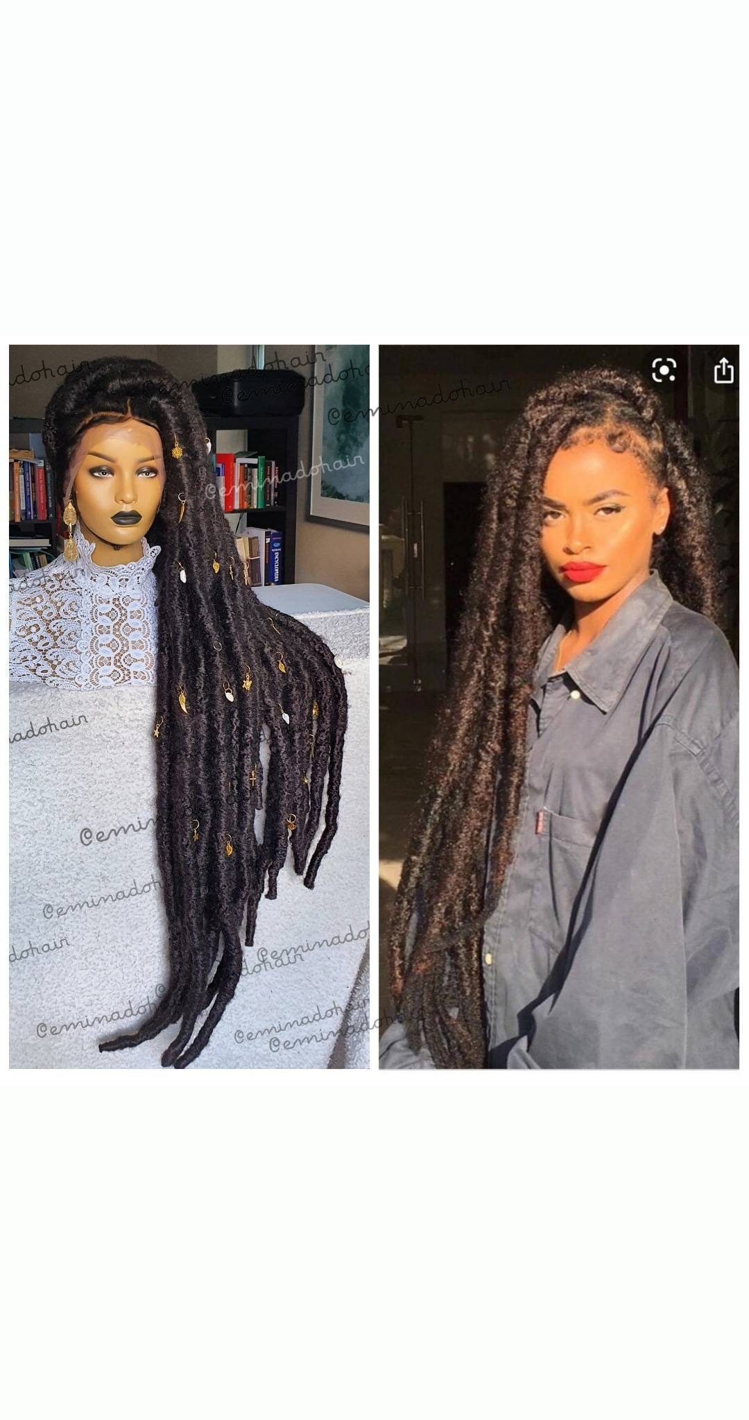 Braidswig, Butterfly Locs Natural Chunky Locs Dreads. Braided Wig, Faux ...