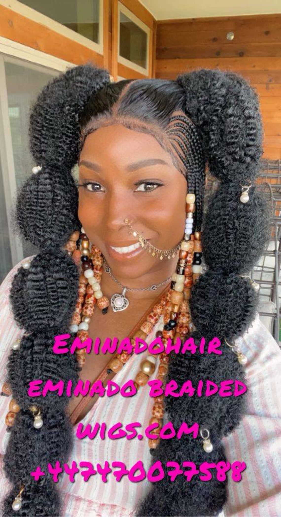 Braided Wig With Beads, Unique Custom Made Unit, Handmade Hair With ...