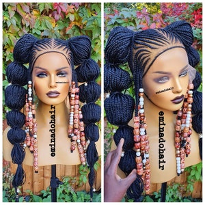 Braided Wig With Beads, Unique Custom Made Unit, Handmade Hair With ...