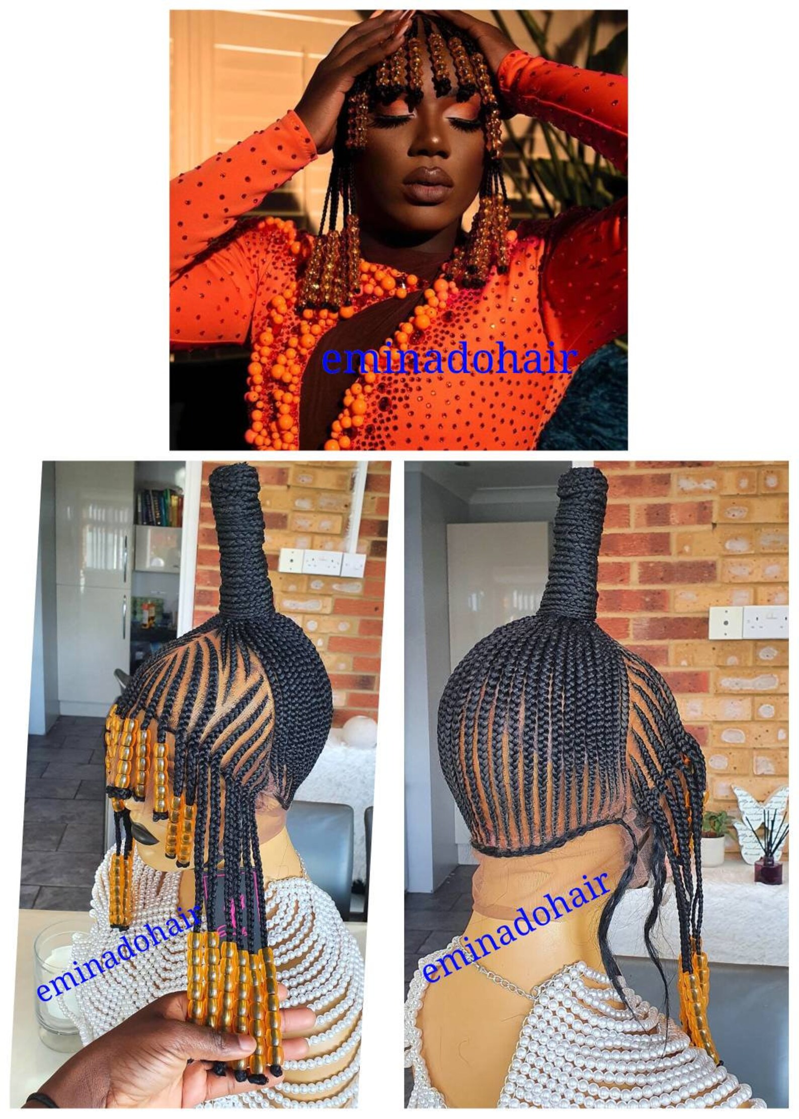 Cornrow Braided Wig,ket Cornrow Unit,center Part Feedin Braids, Ghana ...