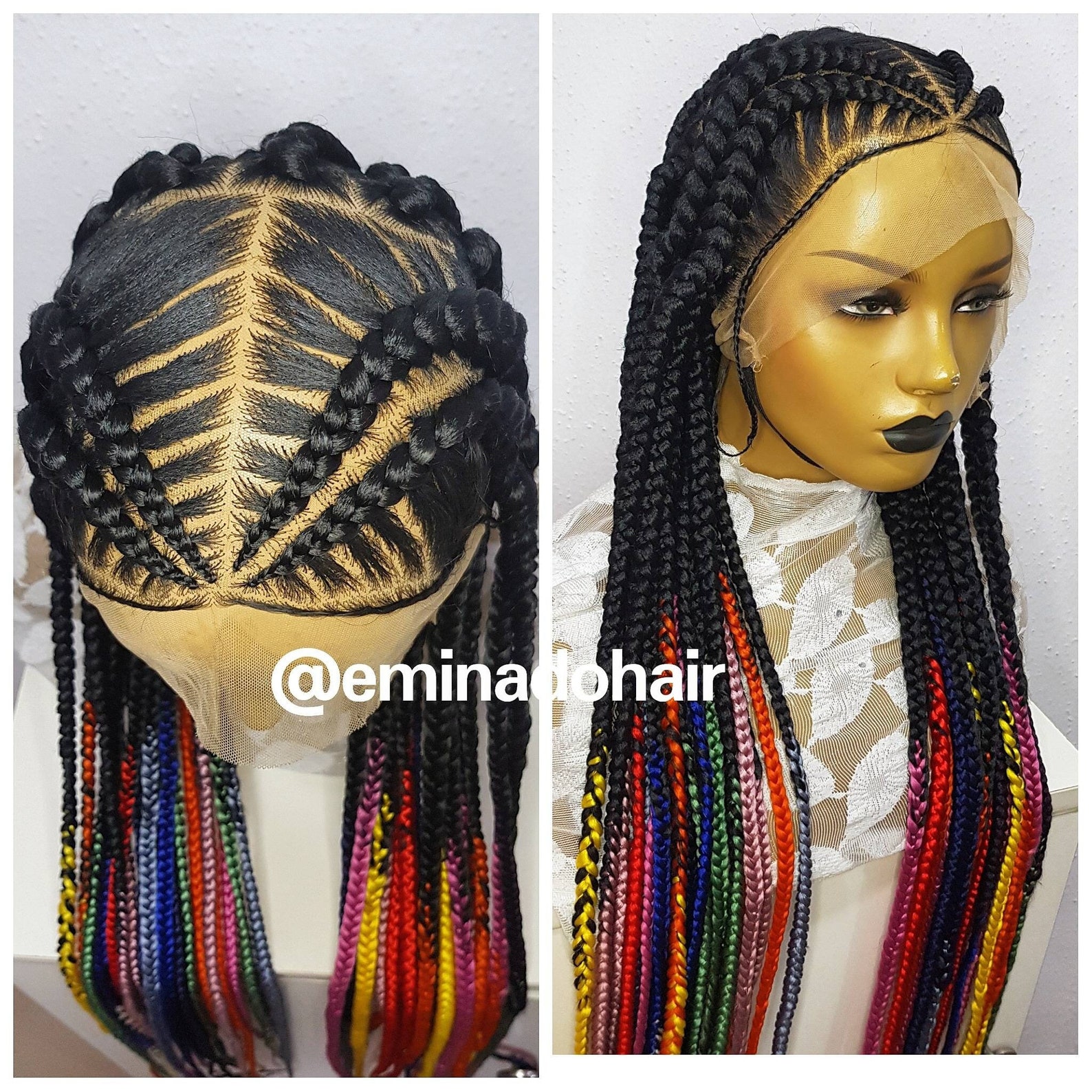 Braided Wig Unit.cornrow Braidwig, Braidswig Fulani Braids.full Lace ...