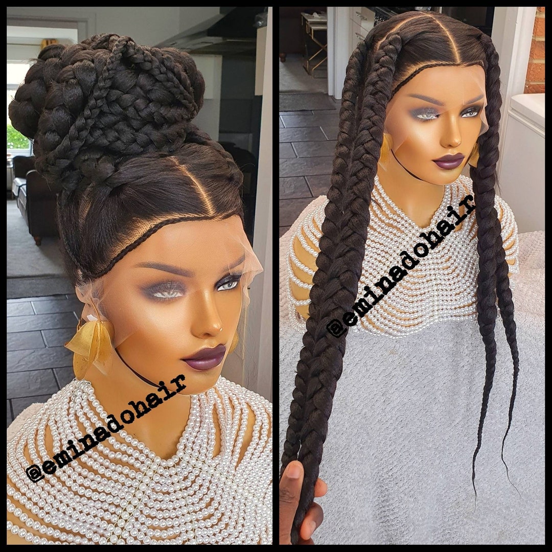 Braided Wig, Chunky Braids, Jumbo Box Braids, Wig for Black Women ...