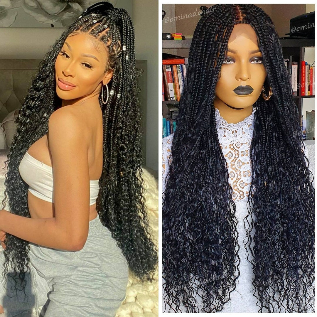 Braided Wig Braidswig Knotless Braids Boho Braids Handmade Wig