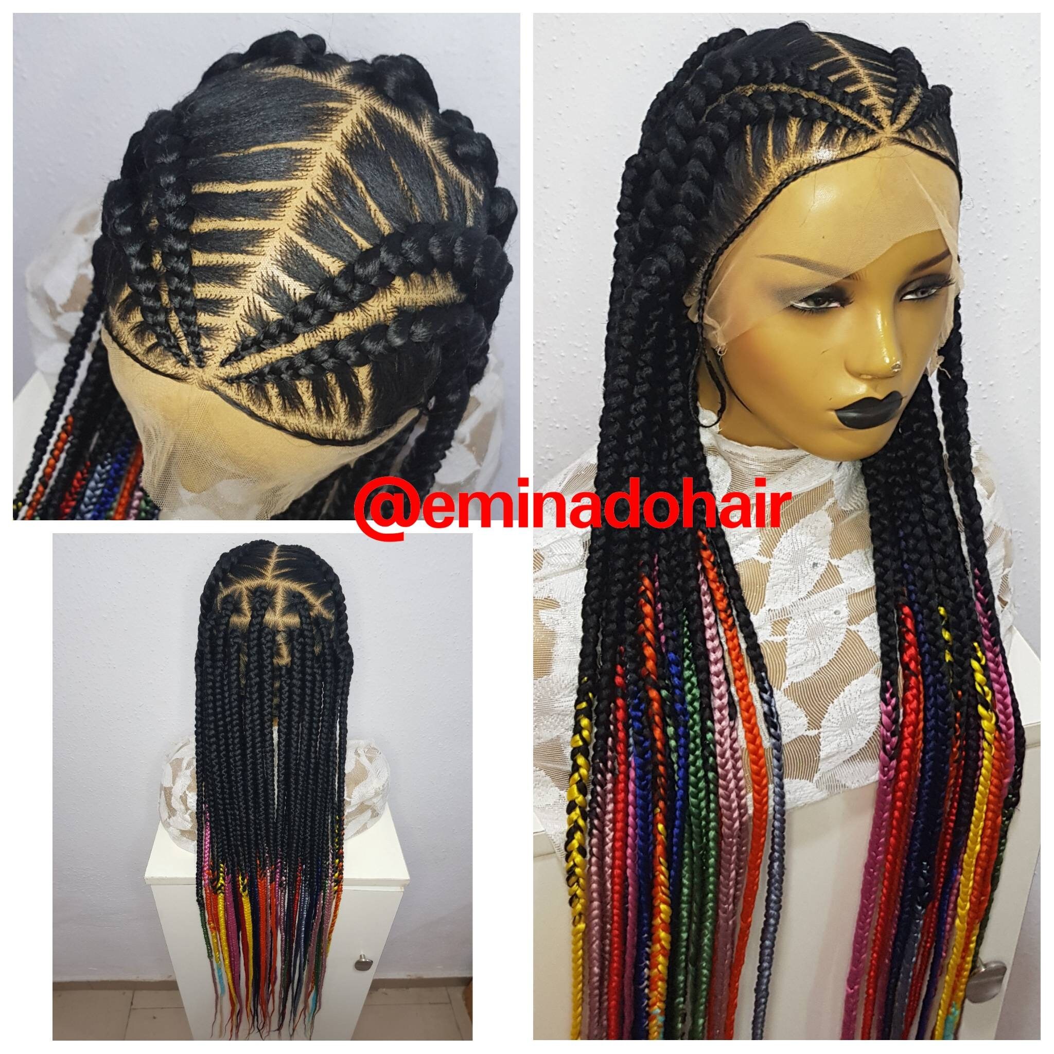 Braided Wig Unit.cornrow Braidwig, Braidswig Fulani Braids.full Lace ...