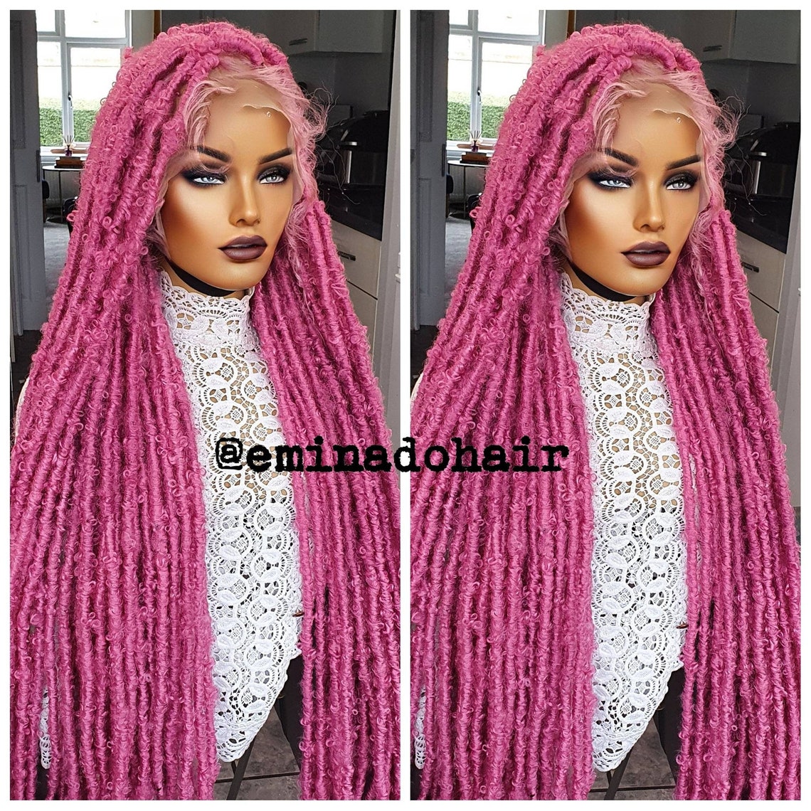 Distressed Locs, Butterfly Locs, Braided Wig, Braids Wig, Pink Dreads ...