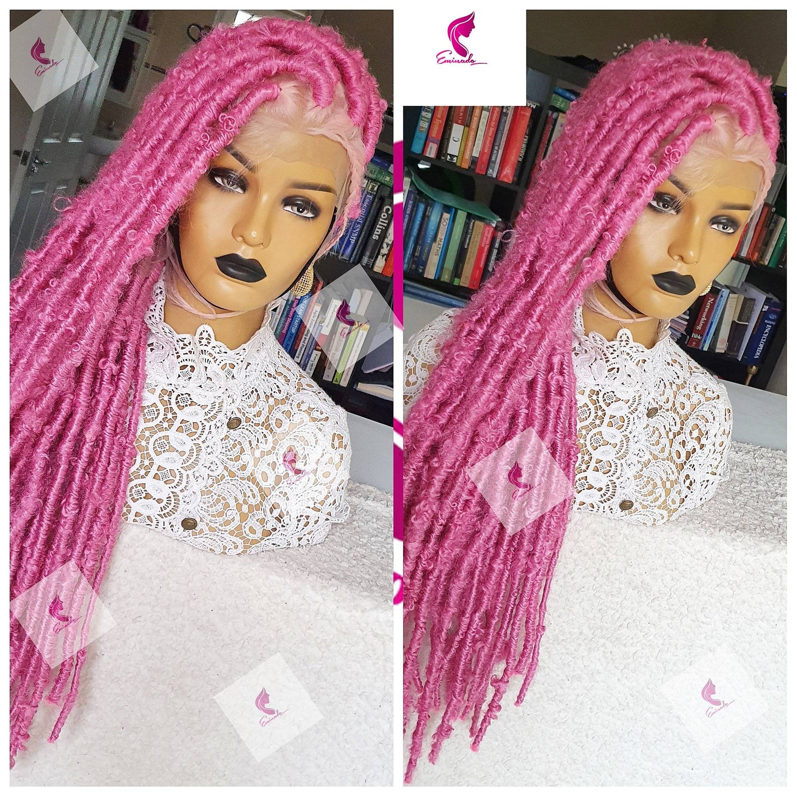 Distressed Locs, Butterfly Locs, Braided Wig, Braids Wig, Pink Dreads ...