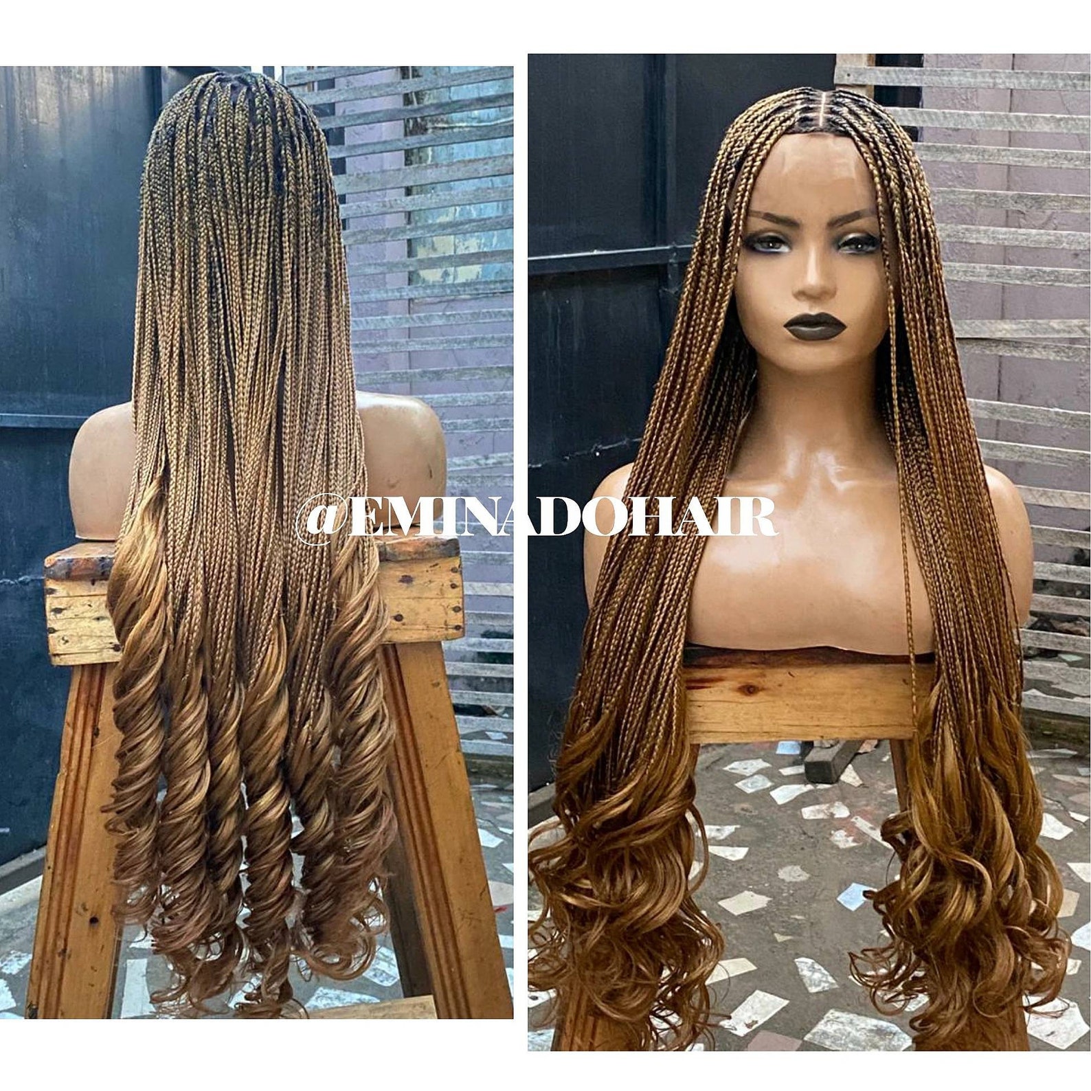 Braided Wig Braidswig Knotless Braidsboho Braids Wig For Etsy