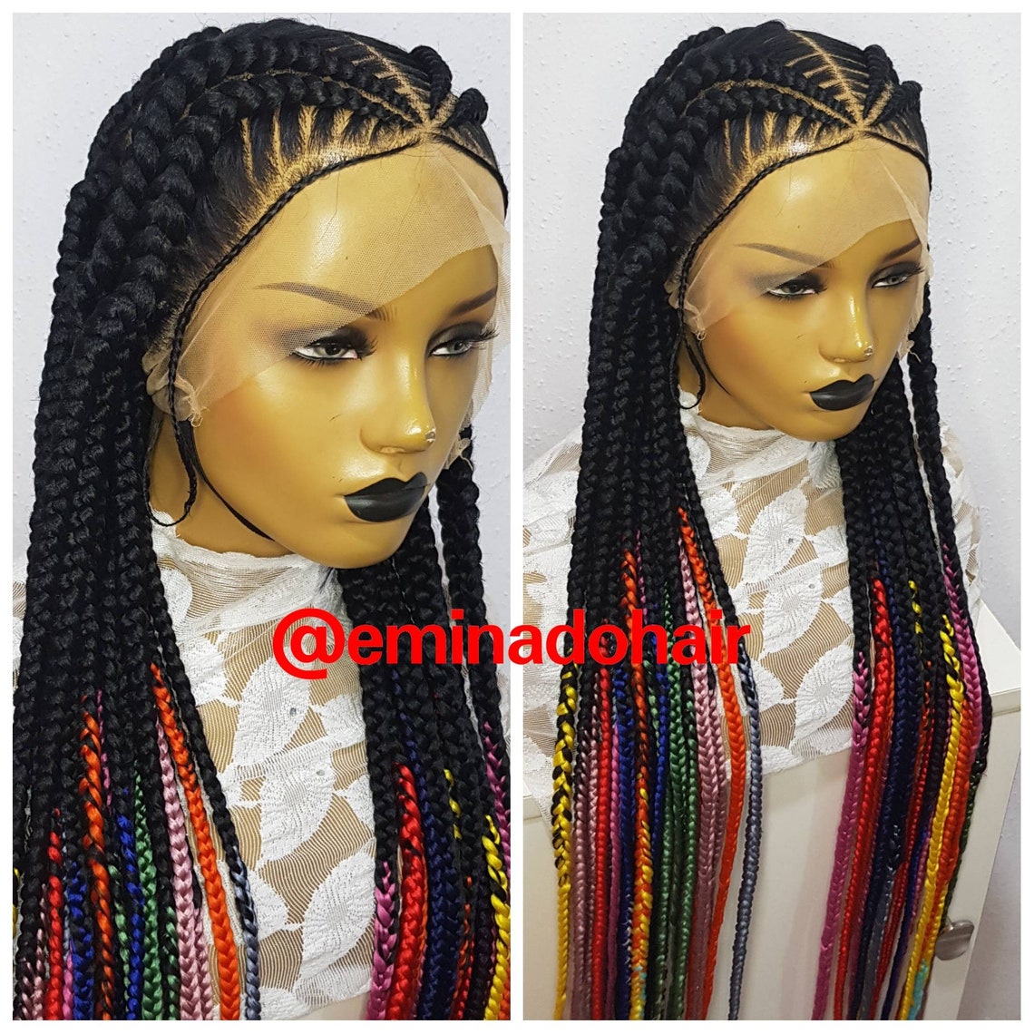 Braided Wig Unit.cornrow Braidwig, Braidswig Fulani Braids.full Lace ...