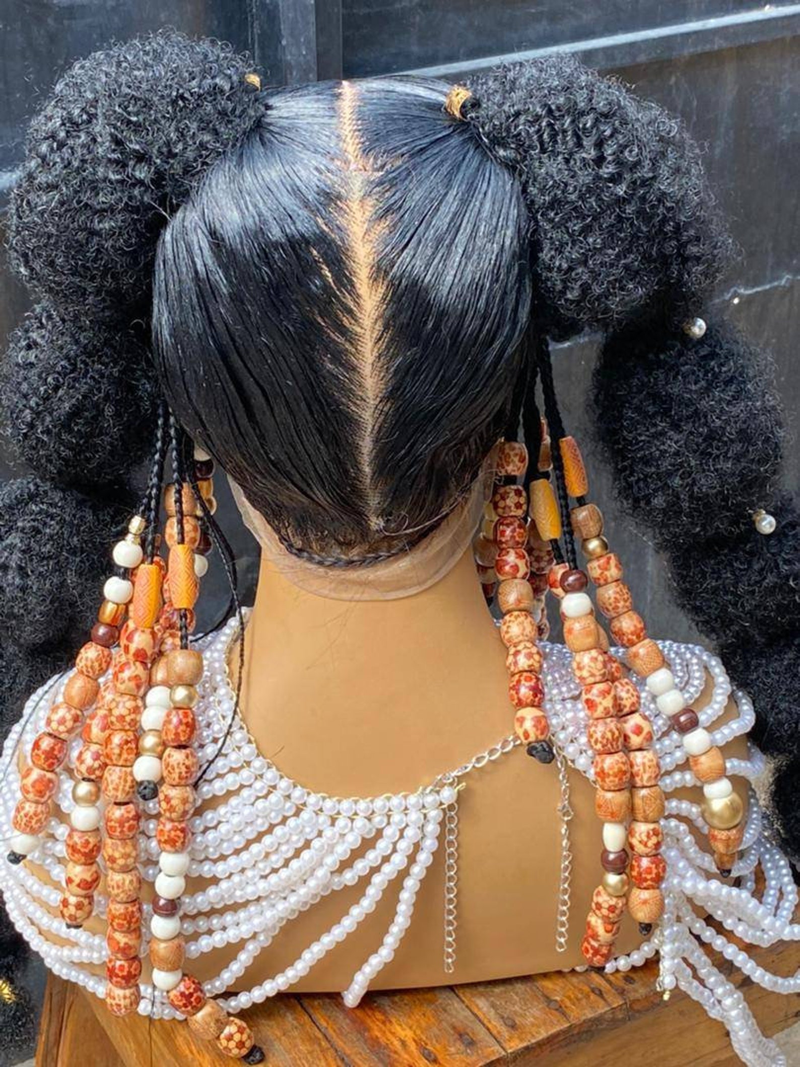 Braided Wig With Beads, Unique Custom Made Unit, Handmade Hair With ...