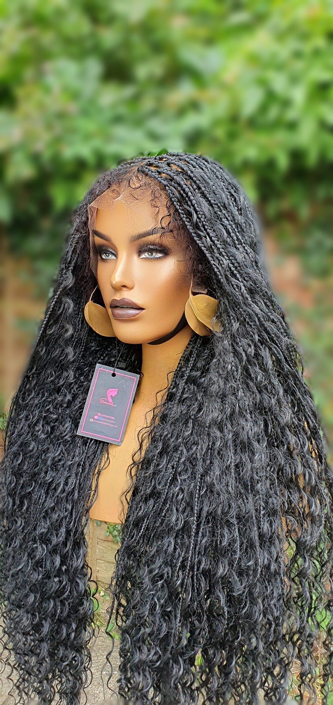 Boho Braided Lace Front Wig, Knotless Braided Wig, Bohemian Box Braids ...