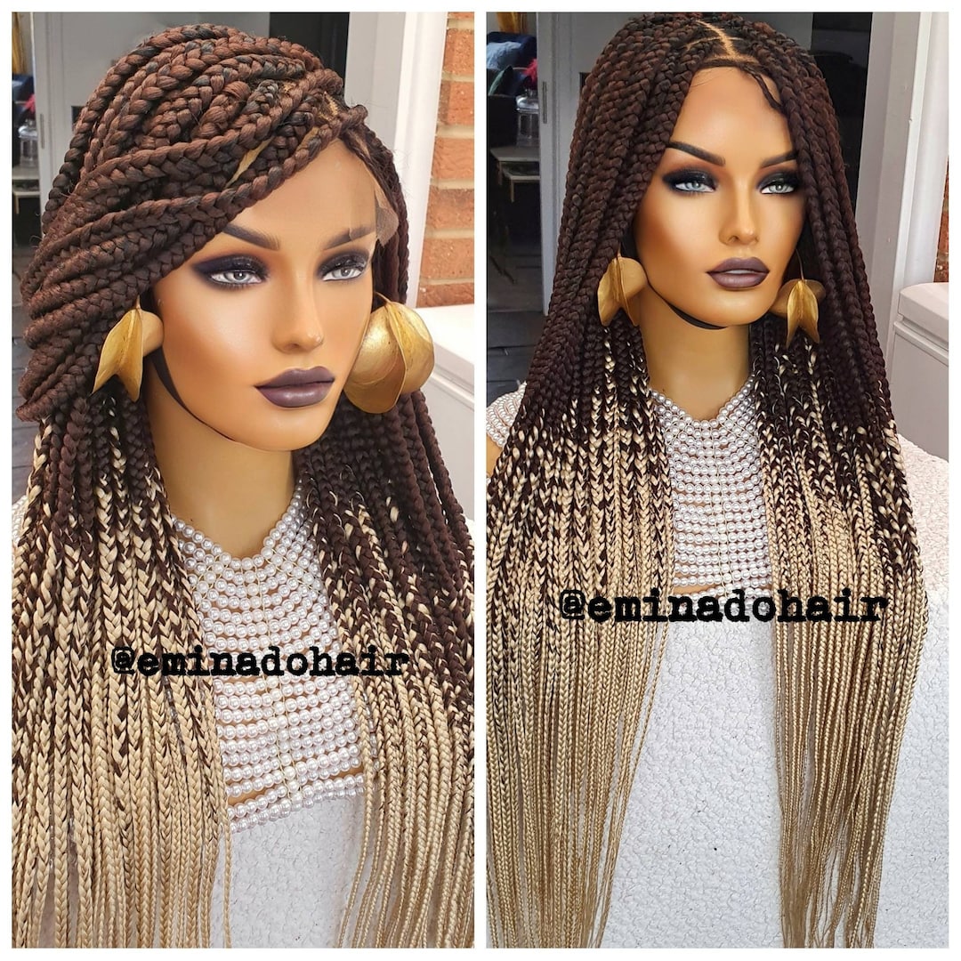 Braided Wig,box Braids,closure Braids, Mid Back Lenght,medium Sized ...