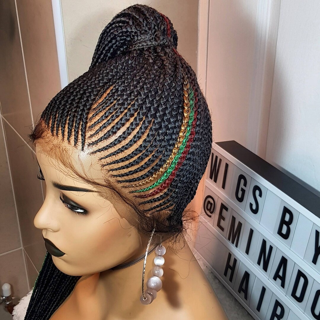 Braided Wig, Braids Wig, Cornrow Unit. Updo Cornrow Wig Style. Choose ...