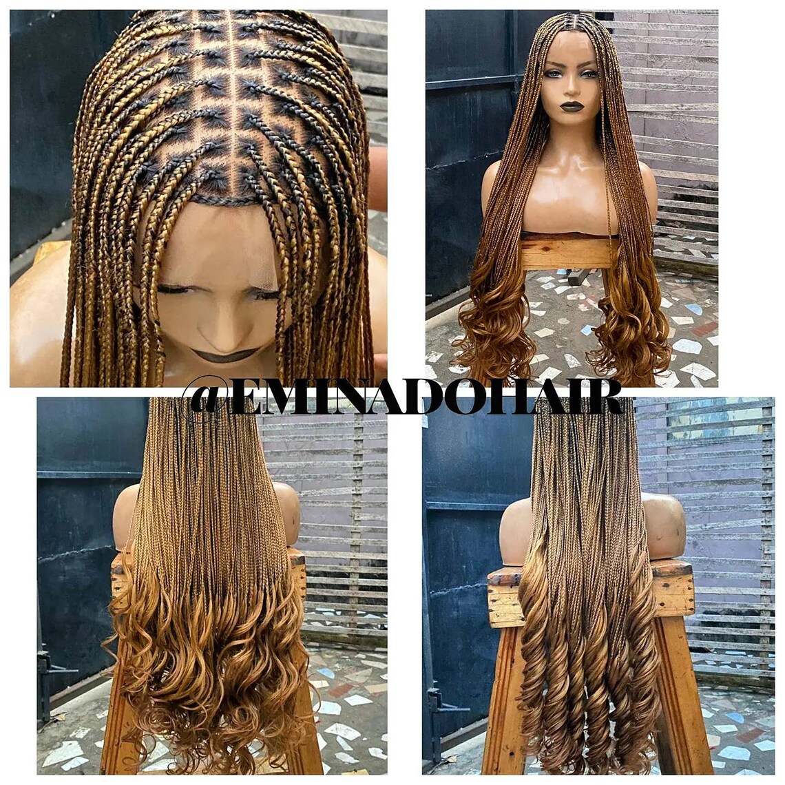 Braided Wig Braidswig Knotless Braidsboho Braids Wig For Etsy