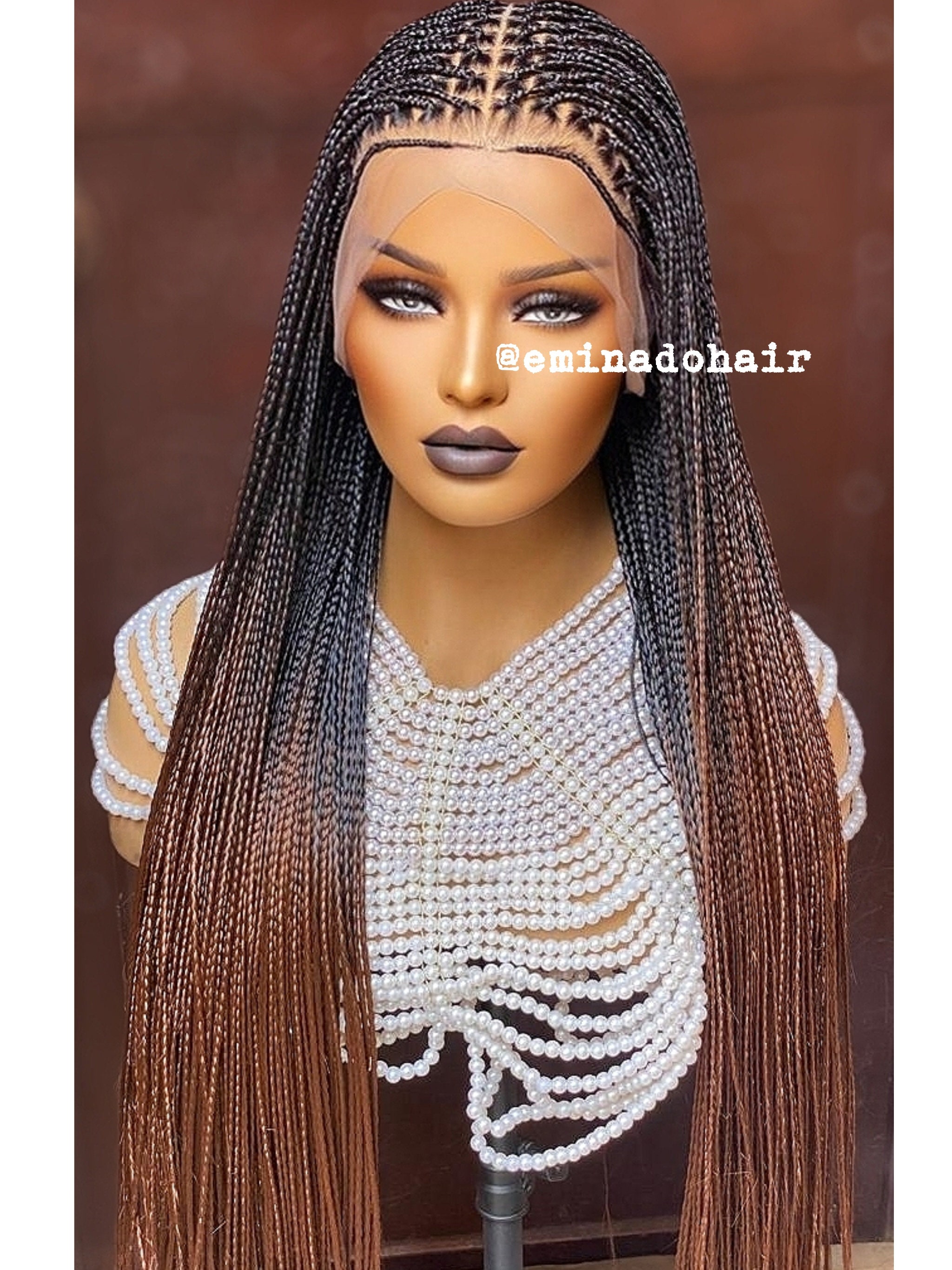 Ready to Ship Braided Wig Knotless Box Braids Closure 6by6 Unit Made ...