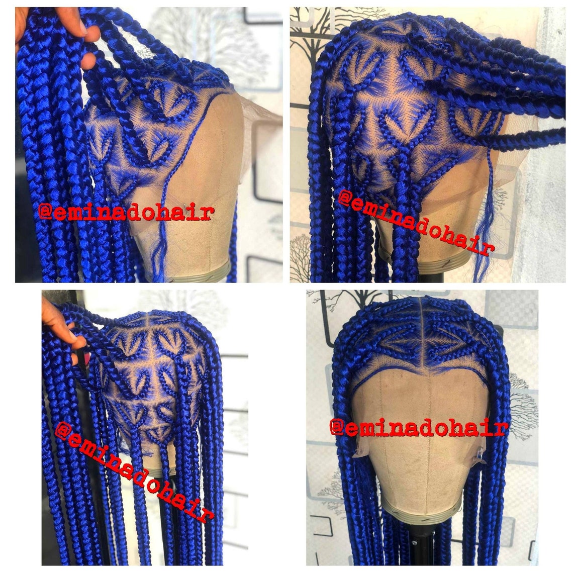 Braided Wig, Heart Jumbo Braids, Knotless Box Braids, Wig for Black ...