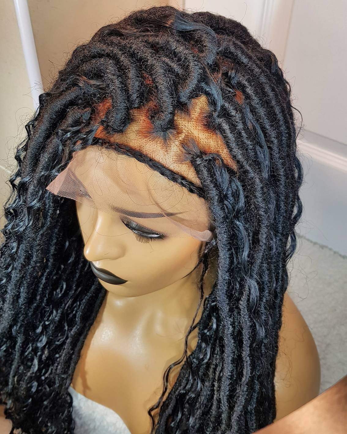 Braided Wig Braids Wig Goddess Faux Locs.. FULL Frontal WIG. | Etsy
