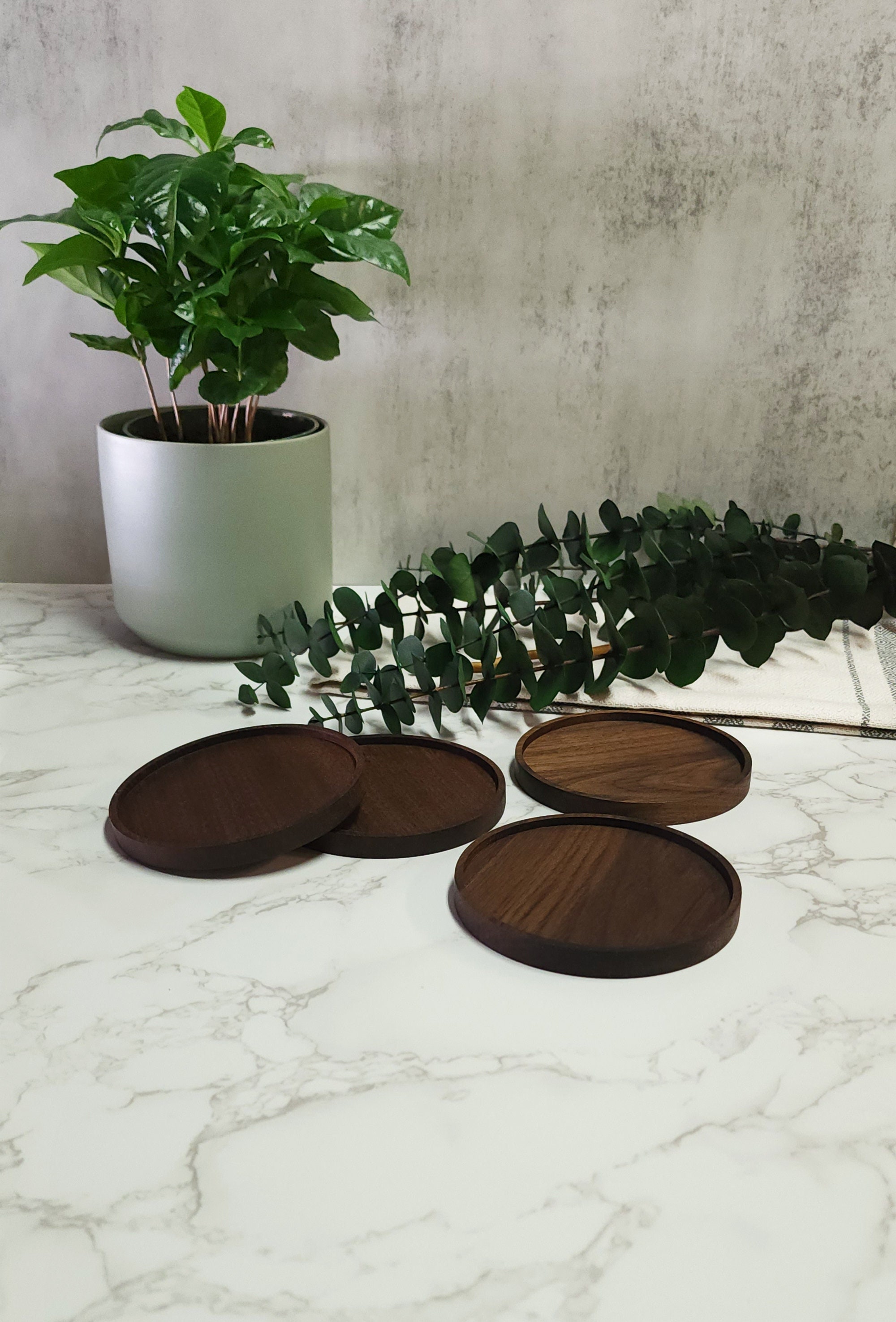 Walnut Minimalist Coasters for Dining and Tables. - Etsy