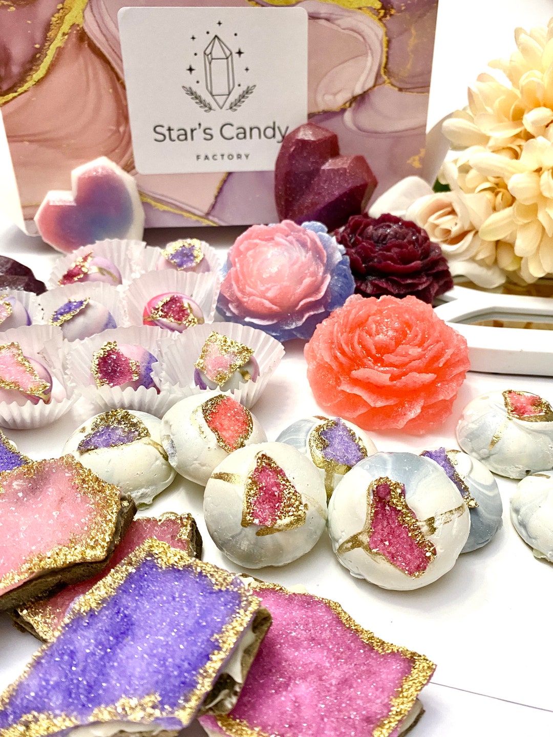 Gorgeous Boxed Combination of Delicious Crystal Geode Themed Treats ...