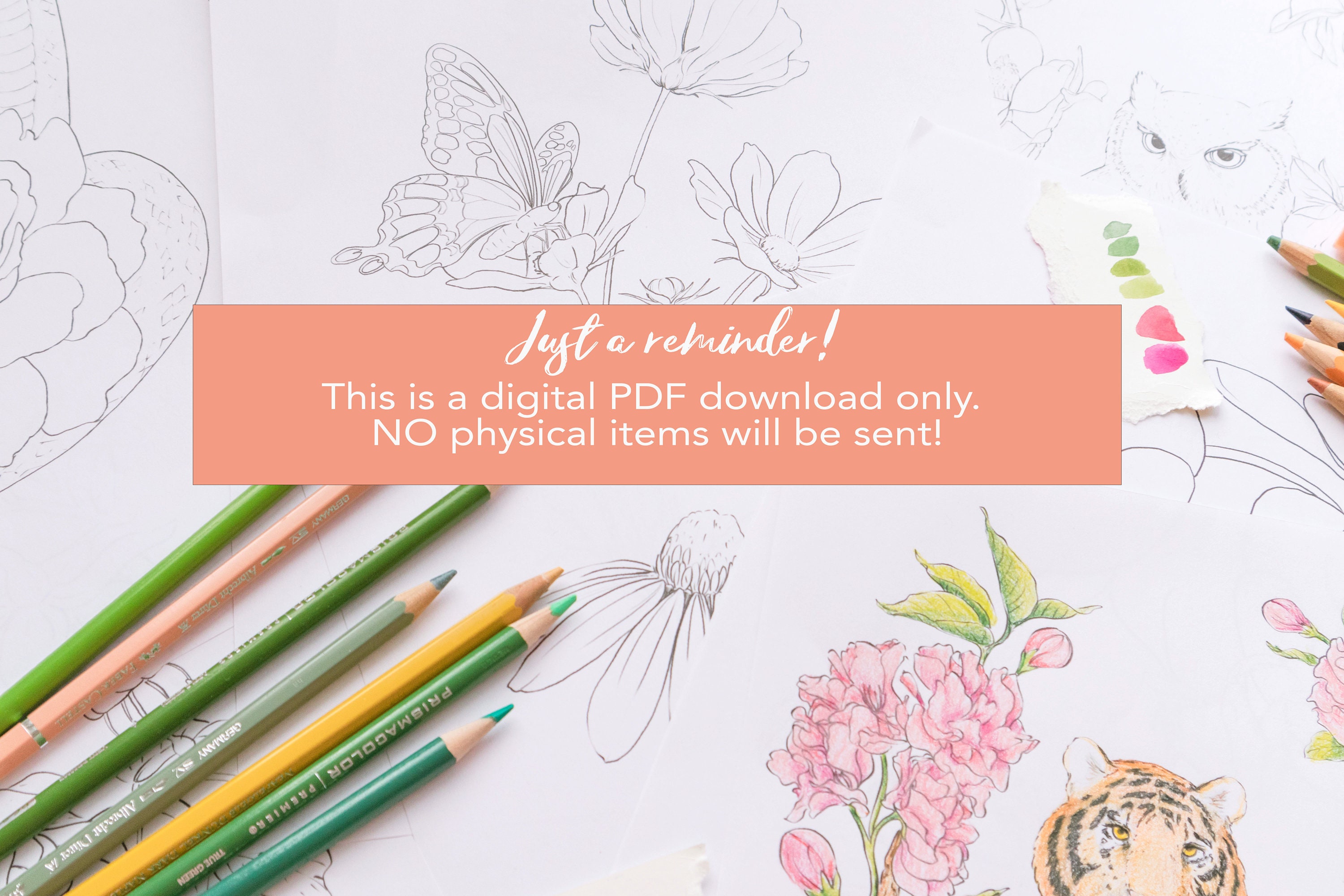 Flora and Fauna Coloring Book Flowers and Animals Coloring | Etsy