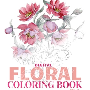 Flower Coloring Book 2 for Adults and Kids, PDF Printable Floral ...
