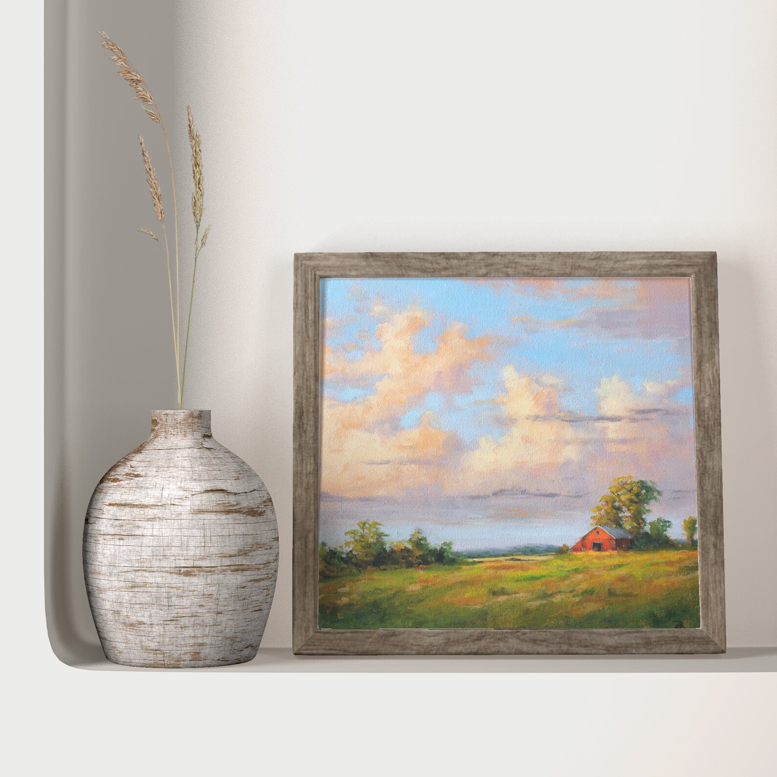 Oil Landscape Print, Sunset on the Farm, High Quality Fine Art Print ...